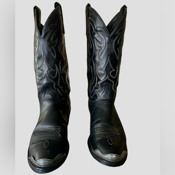 Brahma | Shoes | Brahma Black Western Silver Tip Cowboy Boots With ...